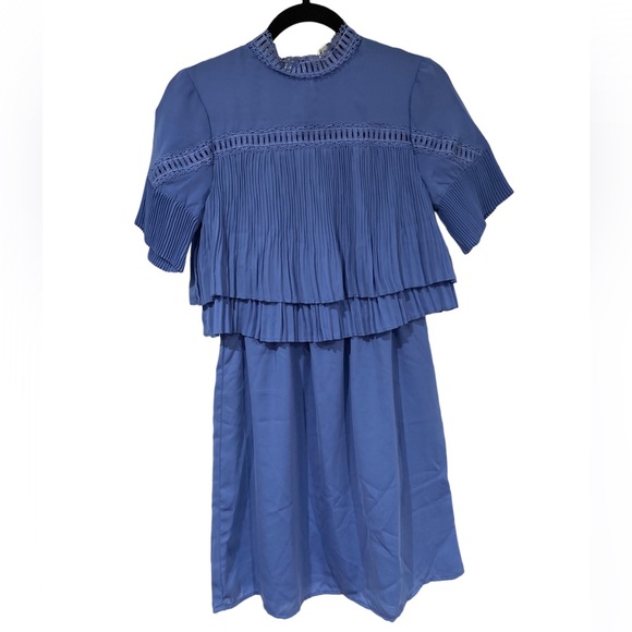 Morgan de Toi | Dresses | Morgan De Toi Blue Pleated Layered Dress Nwt ...